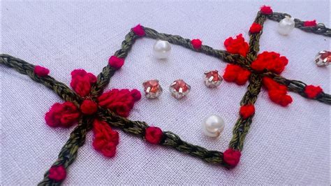 Easy Borderline Embroidery Tutorial Hand Embroidery Border Design For
