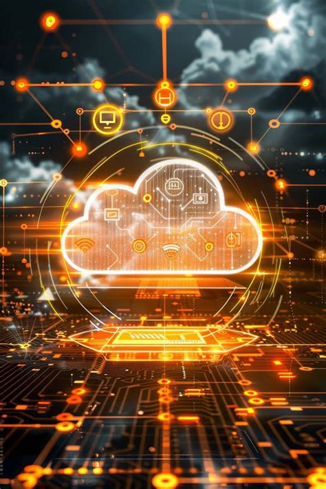 Cloud Computing On Futuristic Circuit Board Technology Illustration Of Storage And Online