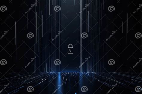 Digital Security Concept With A Lock Symbol Illuminated In A Dark