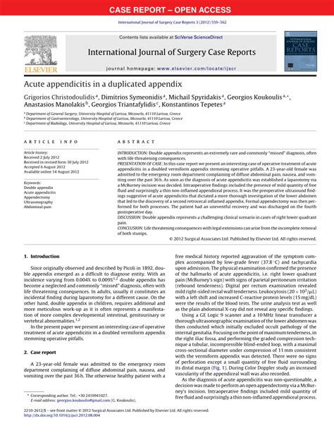 Pdf Acute Appendicitis In A Duplicated Appendix