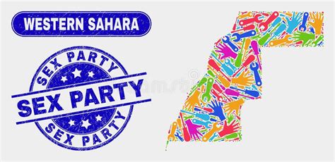 Component Western Sahara Map And Scratched Sex Party Watermarks Stock Vector Illustration Of