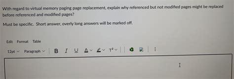 Solved With Regard To Virtual Memory Paging Page