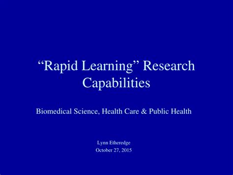 Pdf Rapid Learning Research Capabilities