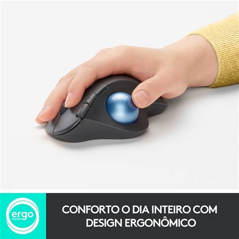 Mouse Sem Fio Logitech Trackball Ergo M Design Ergon Mico Conex O Bluetooth E Usb Nd Com