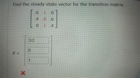 Solved Find The Steady State Vector For The Transition Chegg