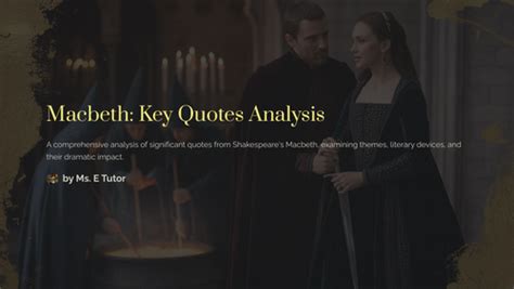 Macbeth Key Quotes Analysis Teaching Resources