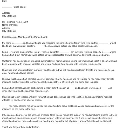 Parole Letter Template