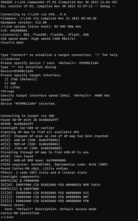 TI LP MSPM0C1104 SEGGER Knowledge Base
