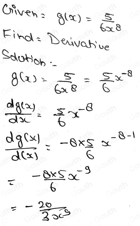 solved 1 determine the derivative of each function answer must be