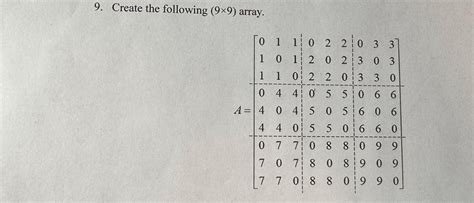 Create The Following 9×9 ﻿array Please Slove In