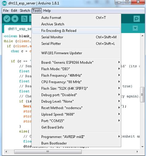 project iot monitoring sensor suhu dan kelembaban dht11 dengan esp8266