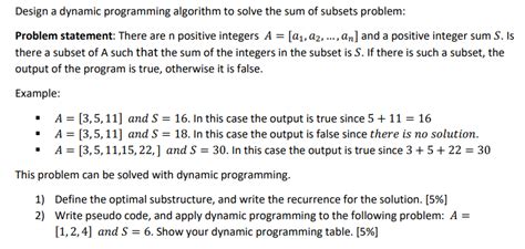 Solved Design A Dynamic Programming Algorithm To Solutioninn