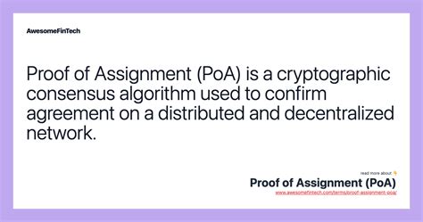 Proof Of Assignment Poa Awesomefintech Blog