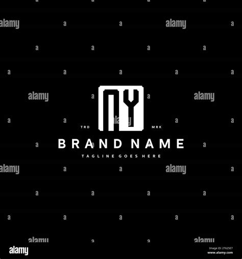 Ny Monogram Logo Initials With Square Rectangular Shape Isolated On