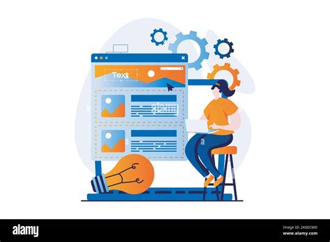 Ui Ux Design Concept With People Scene In Flat Cartoon Design Woman