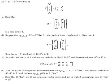 Proof Verification Finding An Explicit Isomorphism Between Mathbb R 4 Ker T And