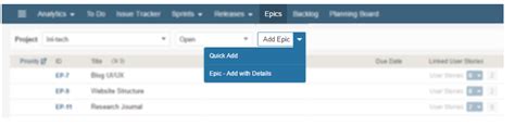 what is quick add menu option agile development project management