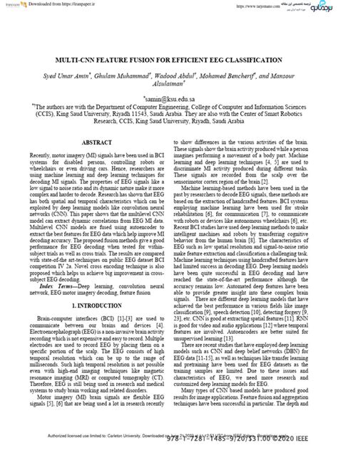 multi cnn feature fusion for efficient eeg classification pdf deep