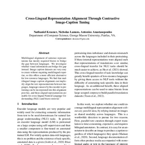 Cross Lingual Representation Alignment Through Contrastive Image Caption Tuning Acl Anthology