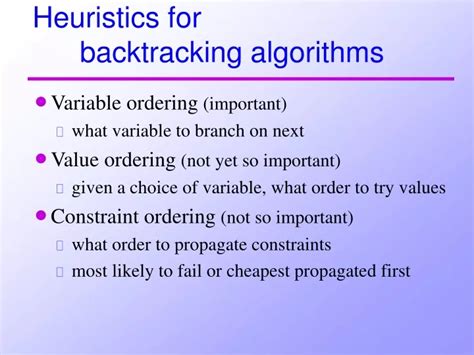 Ppt Heuristics For Backtracking Algorithms Powerpoint Presentation