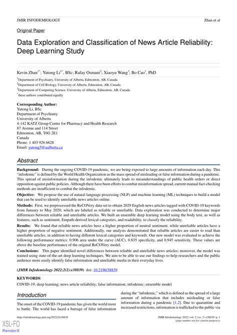 PDF Data Exploration And Classification Of News Article Reliability Deep Learning Study