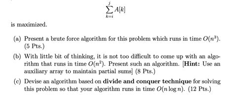 Solved 4 Given An Array A 1n Of Integers Find Values Of