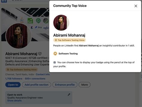 Abirami Mohanraj On Linkedin Softwaretesting Topvoice Recognition