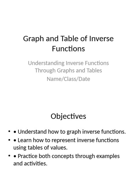 Graph And Table Of Inverse Functions Pdf
