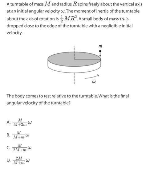Solved A Turntable Of Mass M ﻿and Radius R ﻿spins Freely