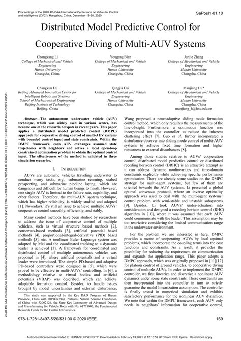 Pdf Distributed Model Predictive Control For Cooperative Diving Of Multi Auv Systems