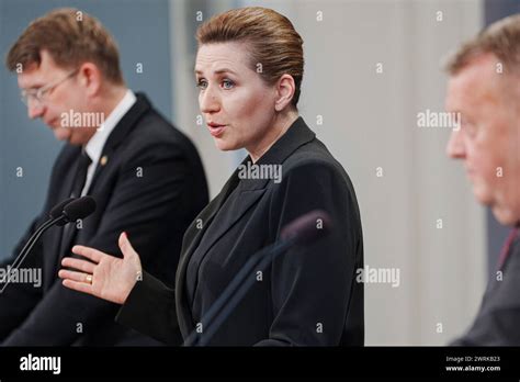 Danish Prime Minister Mette Frederiksen Center Speaks During A Press