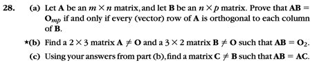 Solved A Let A Be An Mn Matrix And Let B Be An Np Chegg