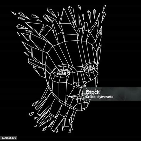 낮은 폴 리 스타일 3 차원 벡터 인간의 머리 두뇌를 상징 하는 지능과 상상력 폭발에서 만든 생각 여자의 얼굴 3차원 형태에 대한 스톡 벡터 아트 및 기타 이미지 Istock