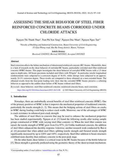 Pdf Assessing The Shear Behavior Of Steel Fiber Reinforced Concrete