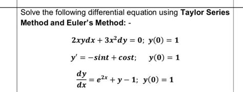 Solved Solve The Following Differential Equation Using