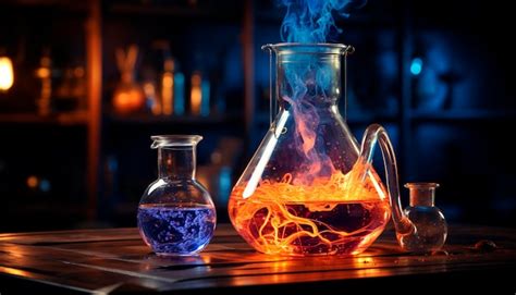 Premium Ai Image Scientist Analyzes Liquid In Flask On Laboratory Table With Glassware