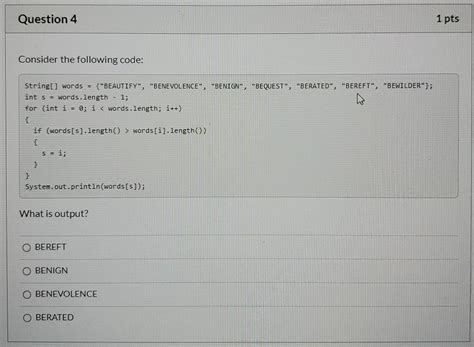 Solved Question 1 Consider The Following Code What Would Be