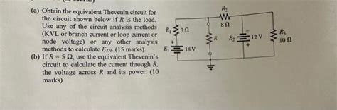 Solved A Obtain The Equivalent Thevenin Circuit For The Chegg Com