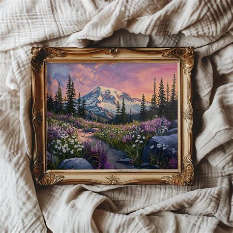 Mt Rainier Printable Mount Rainier Wall Art Spring Wall Decor Mount Rainier National Park Poster