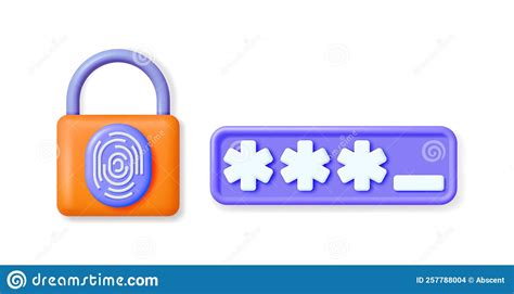 3d Password Field And Padlock With Fingerprint Stock Illustration