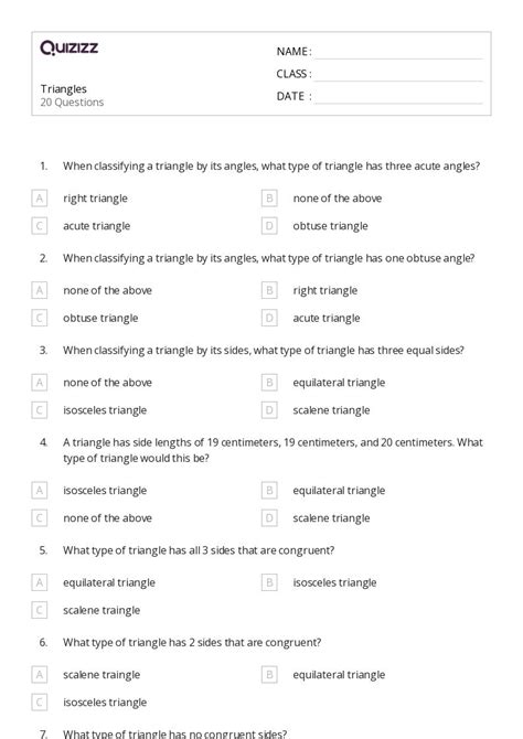 50 Triangles Worksheets For 5th Grade On Quizizz Free And Printable