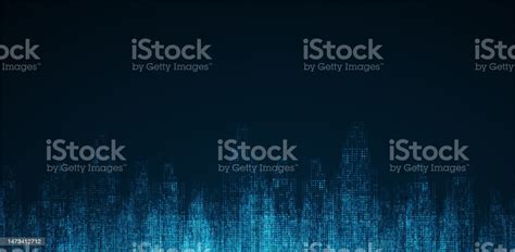 밝은 빛나는 네온과 어두운 파란색 배경에 도시 경관 기술 도시 배경 0명에 대한 스톡 벡터 아트 및 기타 이미지 0명 3차원 형태 가상현실 Istock