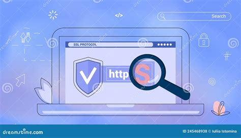 Protected Connection Secure Protocol Security Communication Stock Vector Illustration Of