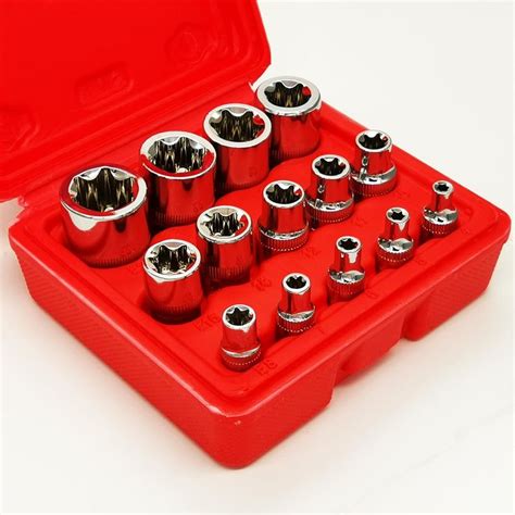 Female E Torx Socket Set 3 8 1 2 1 4 Drive E4 E24 External Torque Star Socket Kit 14pcs