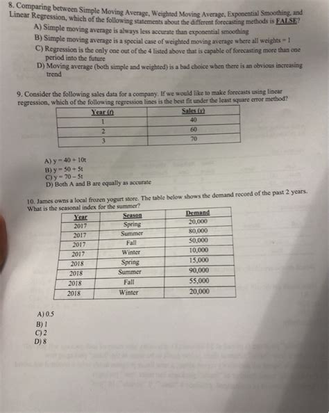 Solved Comparing Between Simple Moving Average Weighted Chegg