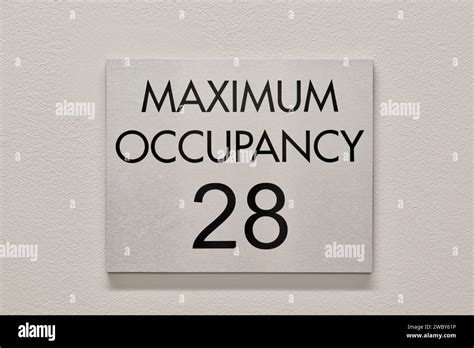 Maximum Occupancy Sign On A White Interior Wall In A Commercial