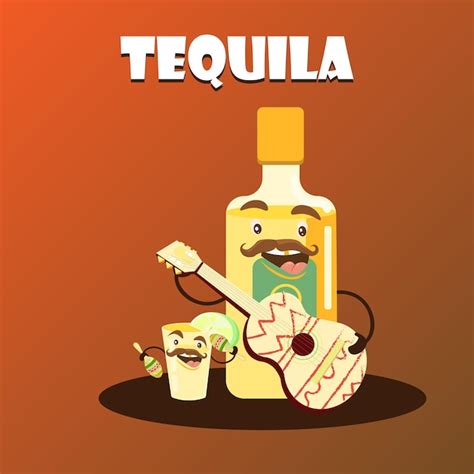 Estilização Da Comida Mexicana De Tequila Vetor Premium