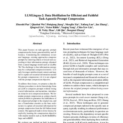 Llmlingua 2 Data Distillation For Efficient And Faithful Task Agnostic