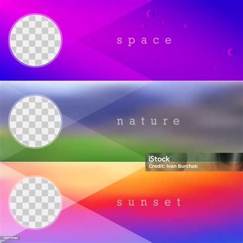 활기찬 그라데이션 벡터 배경 밝은 일몰 그라데이션 흐린 자연 배경 3 벡터 배너 템플릿 가리기에 대한 스톡 벡터 아트 및 기타