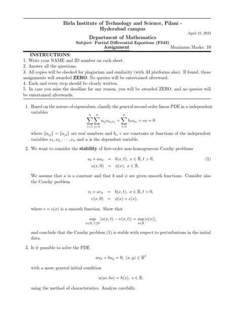 Pde Assignment Pdf Partial Differential Equation Mathematical Physics